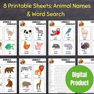 Spanish Animal Names Learning for Kids, Beginner Spanish Pintables, 24 ...