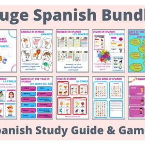 Learning Spanish Bundle, Spanish Worksheets for Kids, Printable Spanish ...