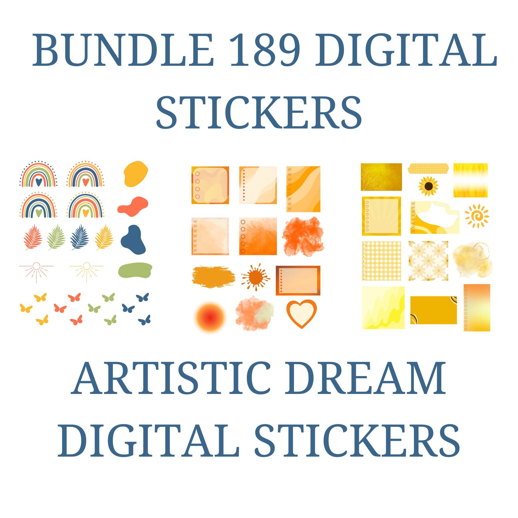 Digital Sticker Bundle for Digital Planners | Digital Stickers Yellow ...