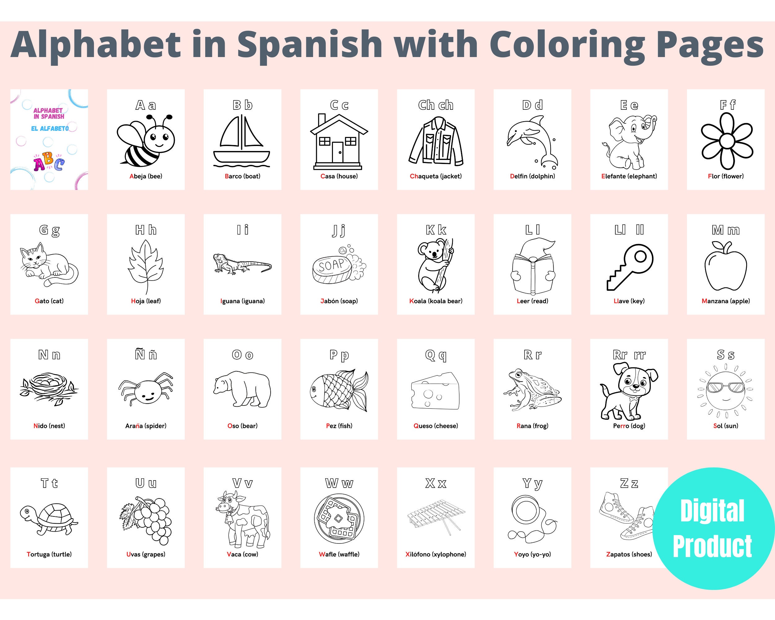 Learning Spanish Bundle, Spanish Worksheets for Kids, Printable Spanish ...