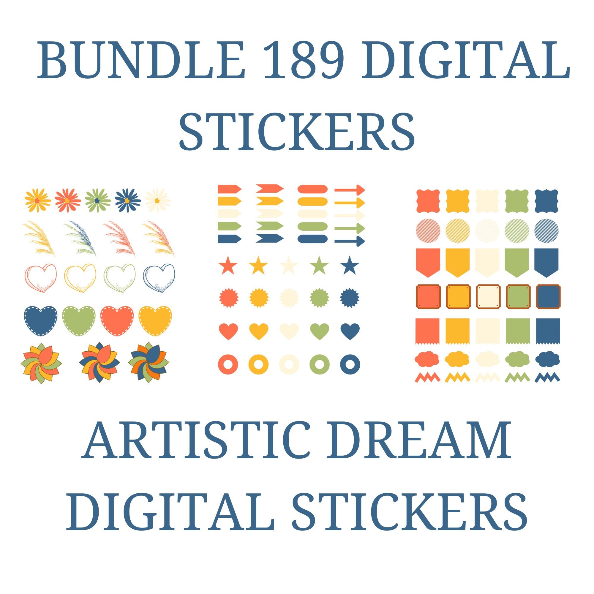 Digital Sticker Bundle for Digital Planners | Digital Stickers Yellow ...