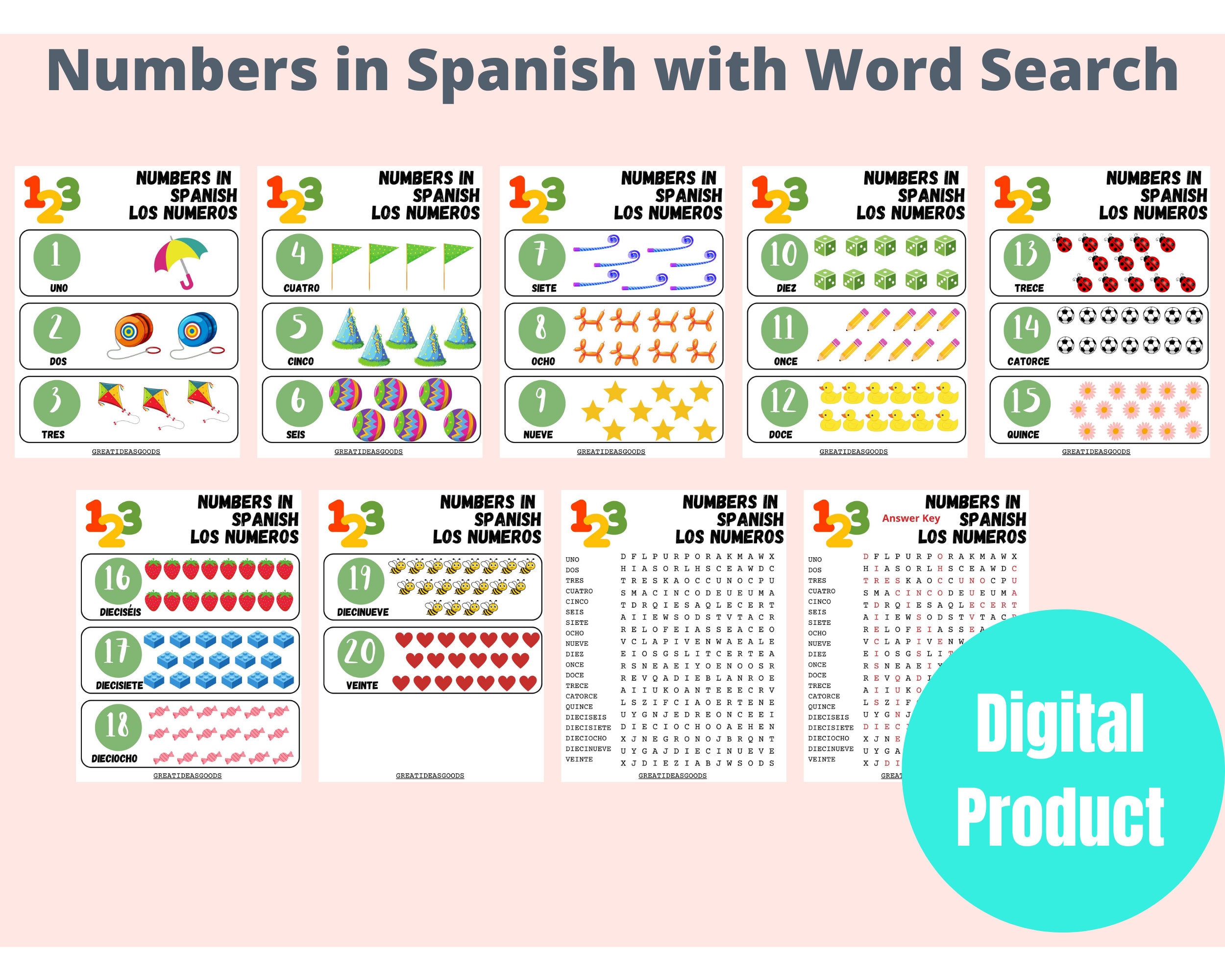 Learning Spanish Bundle, Spanish Worksheets for Kids, Printable Spanish ...
