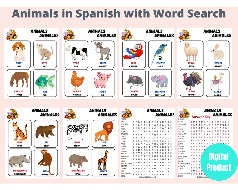 Learning Spanish Bundle, Spanish Worksheets for Kids, Printable Spanish ...