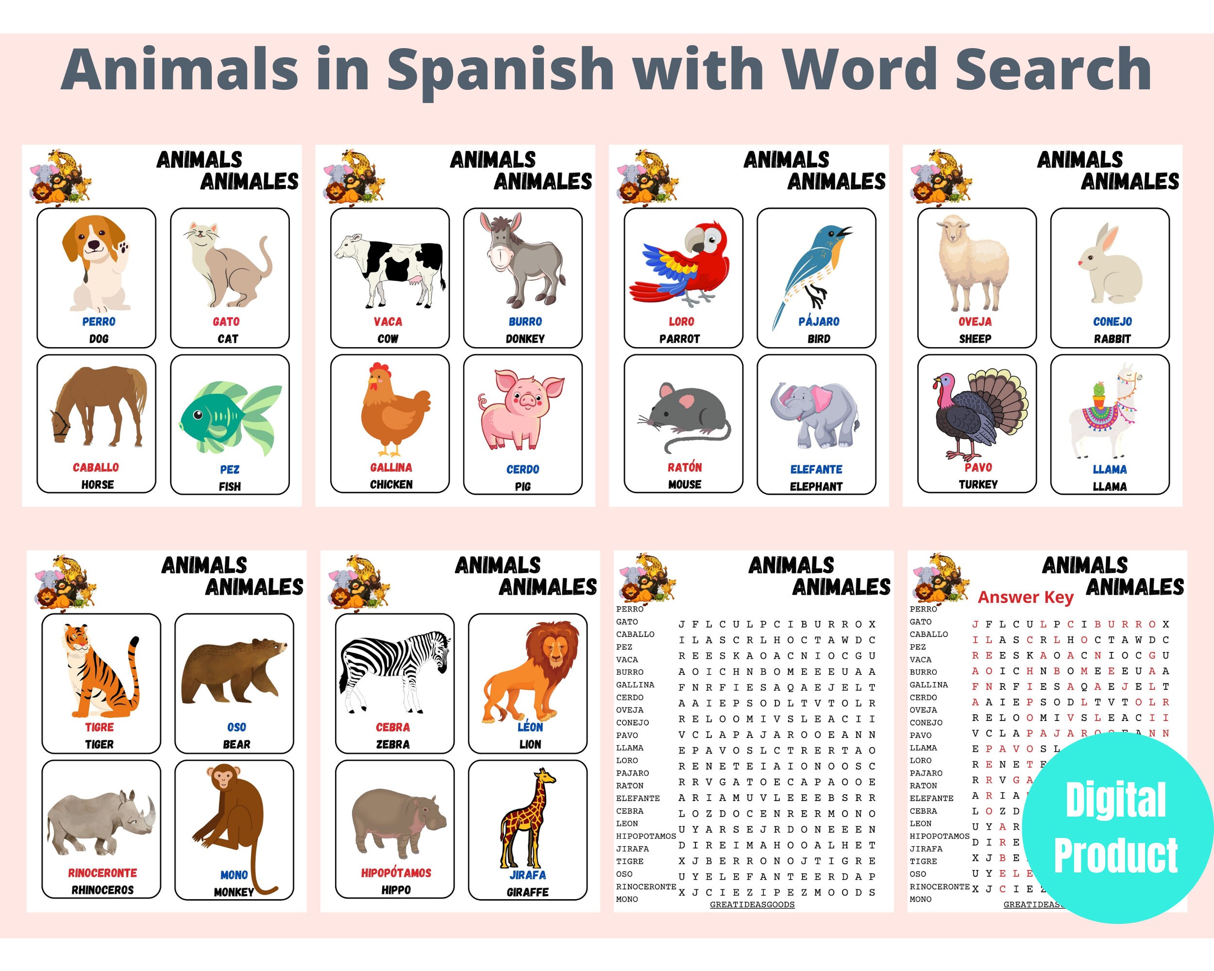 Learning Spanish Bundle, Spanish Worksheets for Kids, Printable Spanish ...