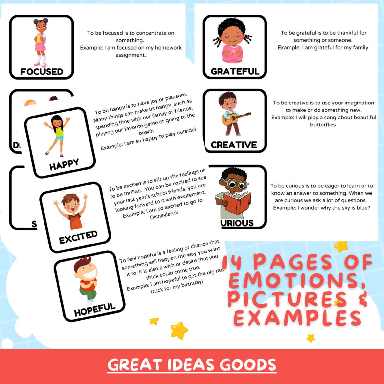 Identifying Emotions for Kids I Emotion Guide & Check-in I Emotional ...