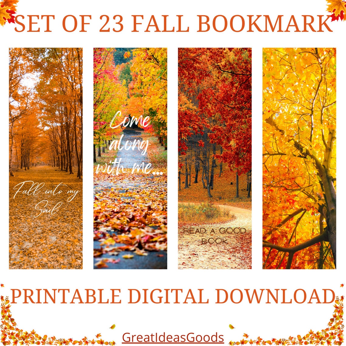 Printable Fall Bookmarks, Autumn Bookmarks, Instant Download Set of 23 ...