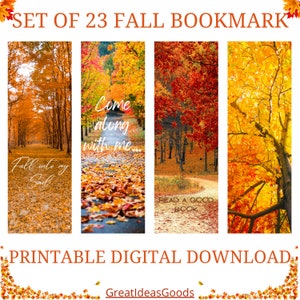 Printable Fall Bookmarks, Autumn Bookmarks, Instant Download Set of 23 ...