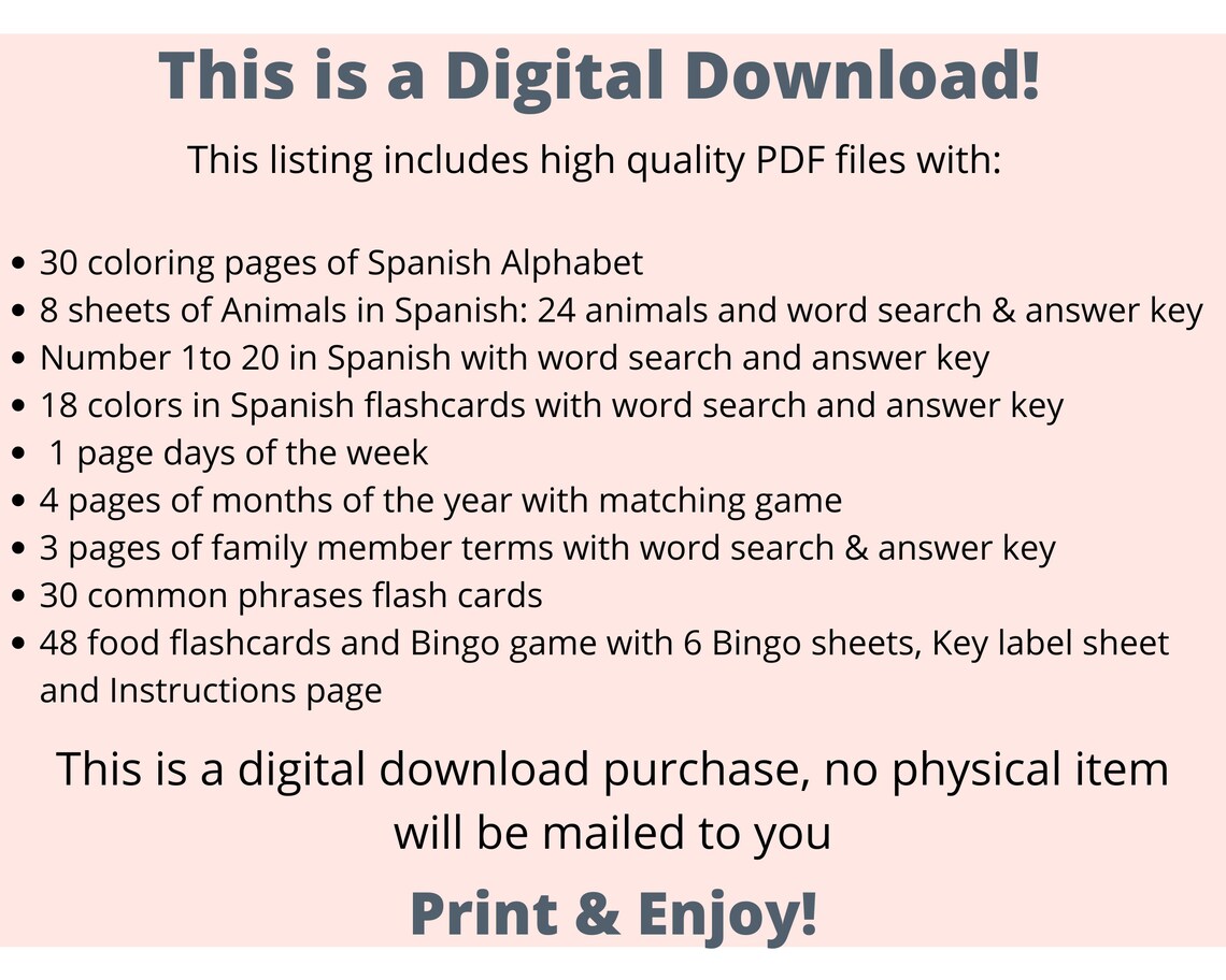 Learning Spanish Bundle Spanish Worksheets for Kids - Etsy
