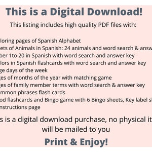 Learning Spanish Bundle, Spanish Worksheets for Kids, Printable Spanish ...