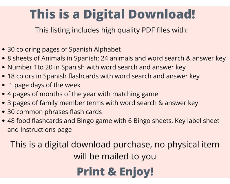 Learning Spanish Bundle, Spanish Worksheets for Kids, Printable Spanish ...