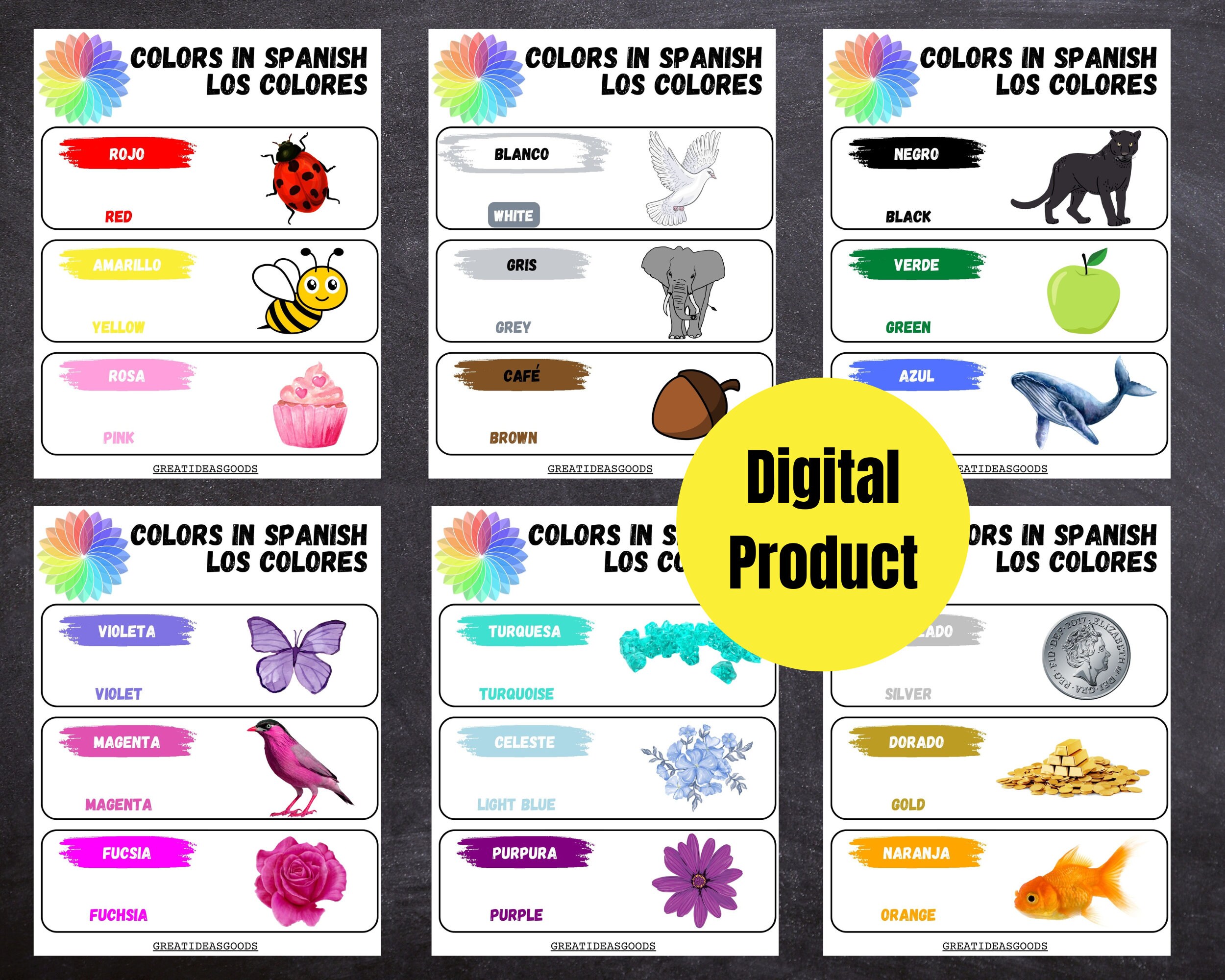 Spanish Colors Learning for Kids, Beginner Colors in Spanish Pintables ...