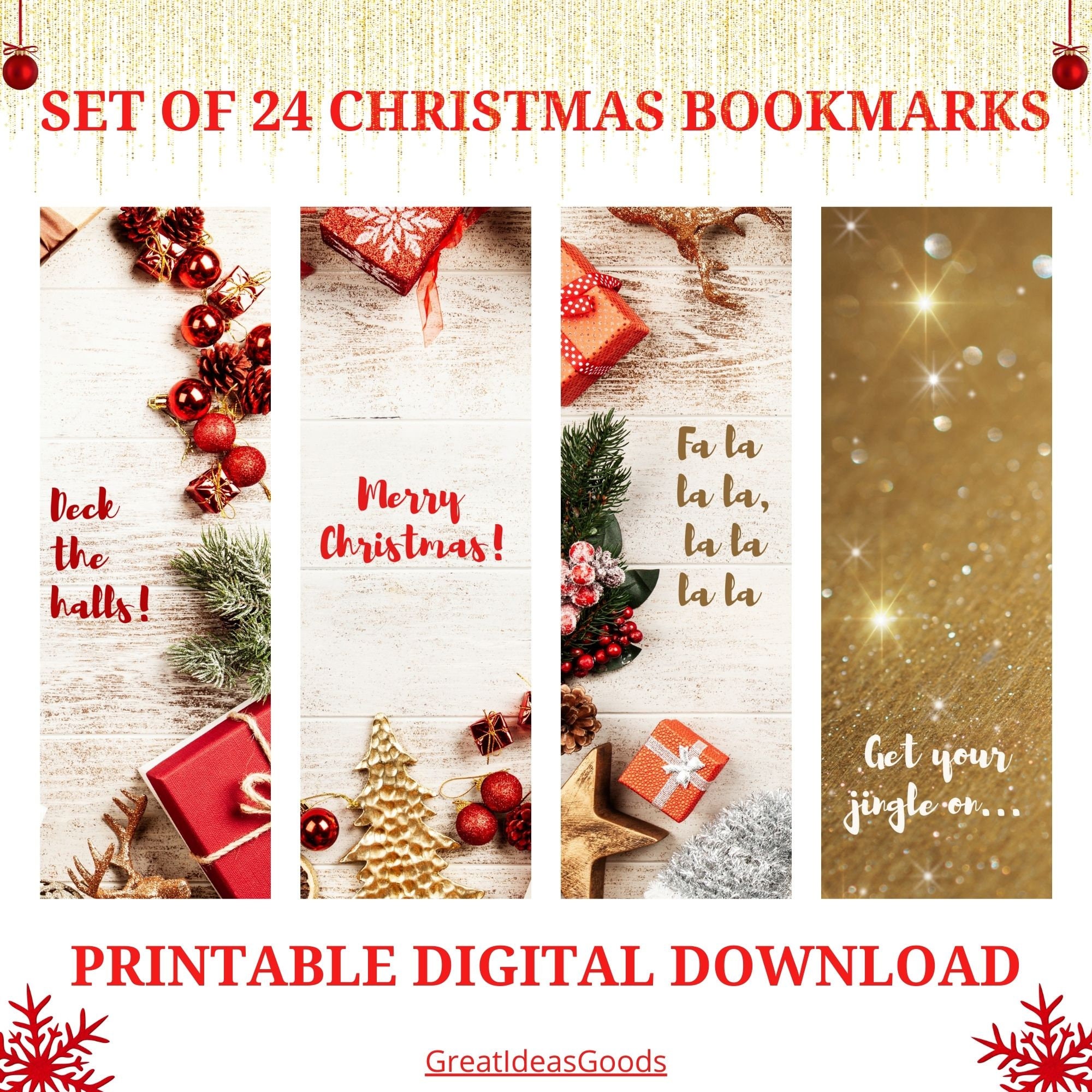 Printable Christmas Bookmarks, Winter Season Bookmarks, Instant ...