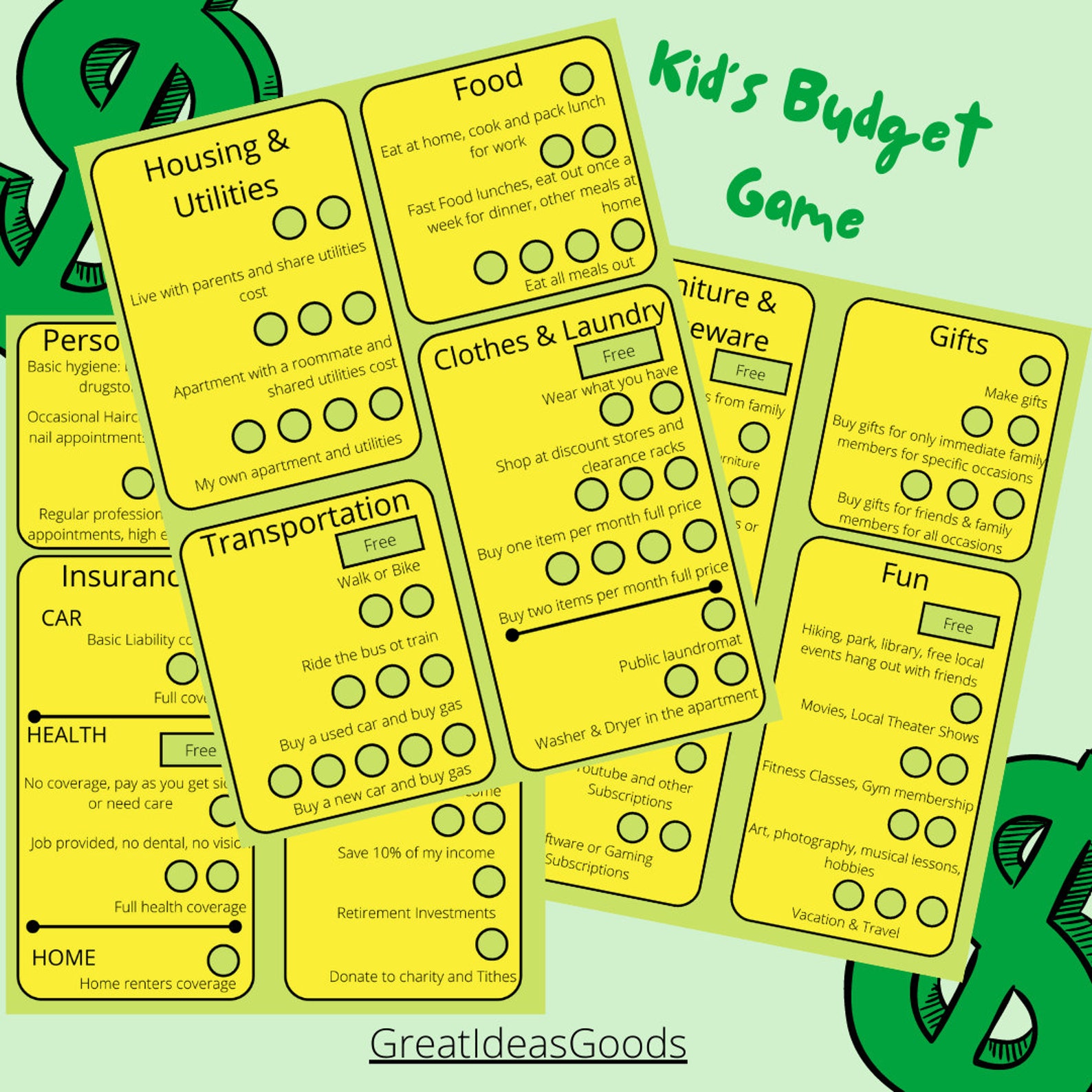 Children's Teaching Game Printable, Kid's Budget Planning Game, Tic Tac ...