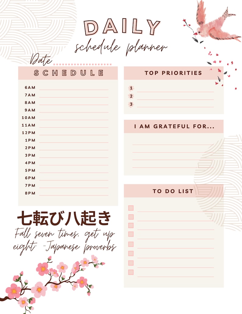 Digital Undated Daily Planner I Japanese Proverbs Theme Daily - Etsy
