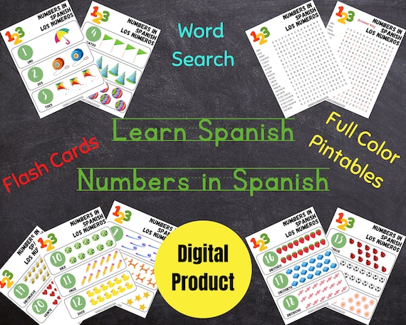 Spanish Numbers Learning for Kids Beginner Numbers 1-20 in - Etsy