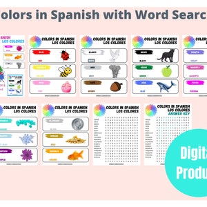 Learning Spanish Bundle, Spanish Worksheets for Kids, Printable Spanish ...