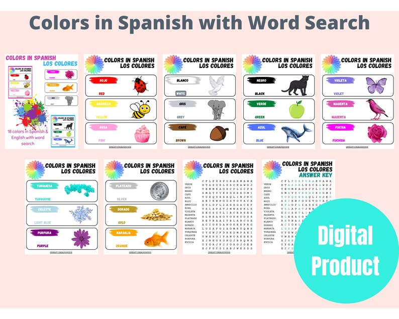 Learning Spanish Bundle, Spanish Worksheets for Kids, Printable Spanish ...