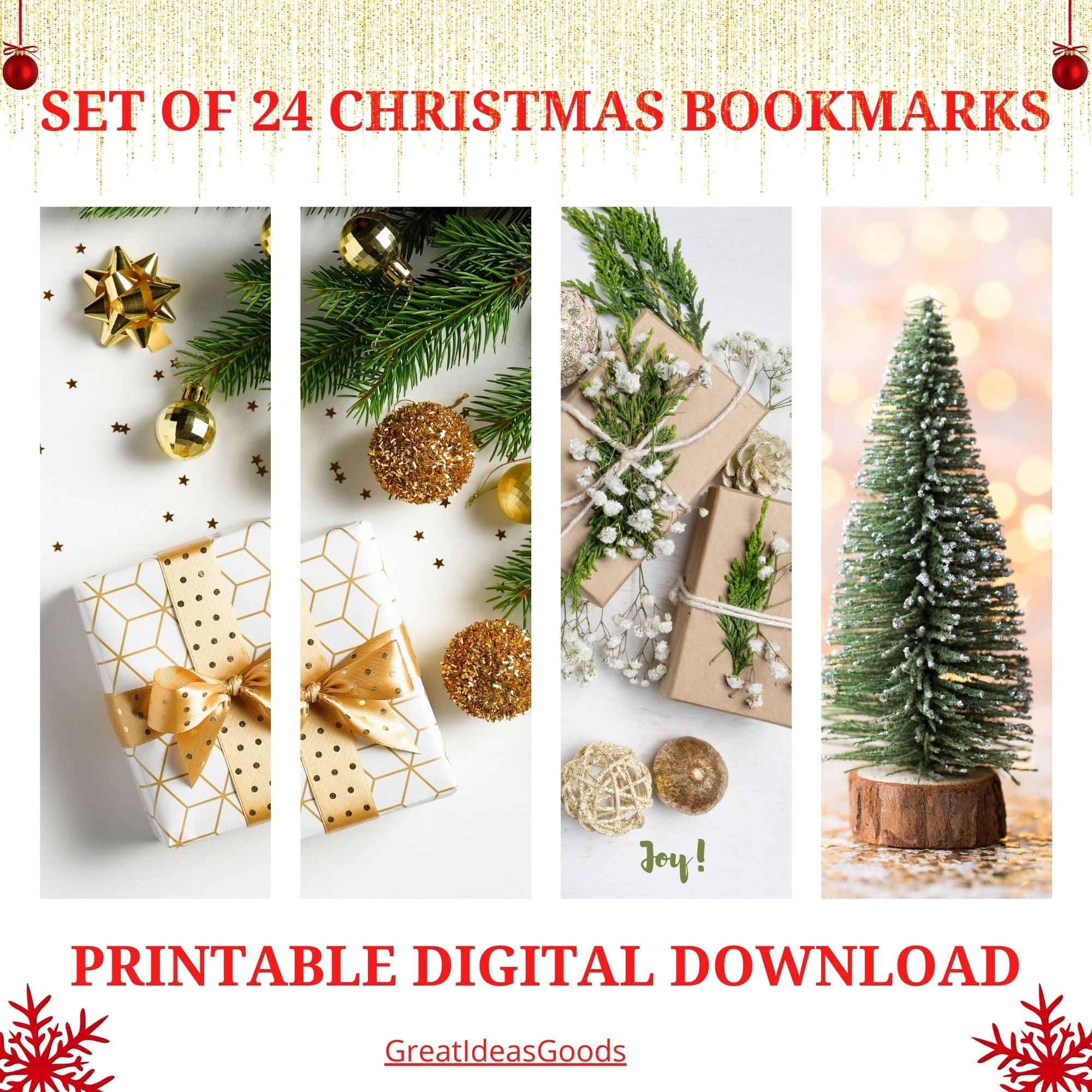 Printable Christmas Bookmarks, Winter Season Bookmarks, Instant ...
