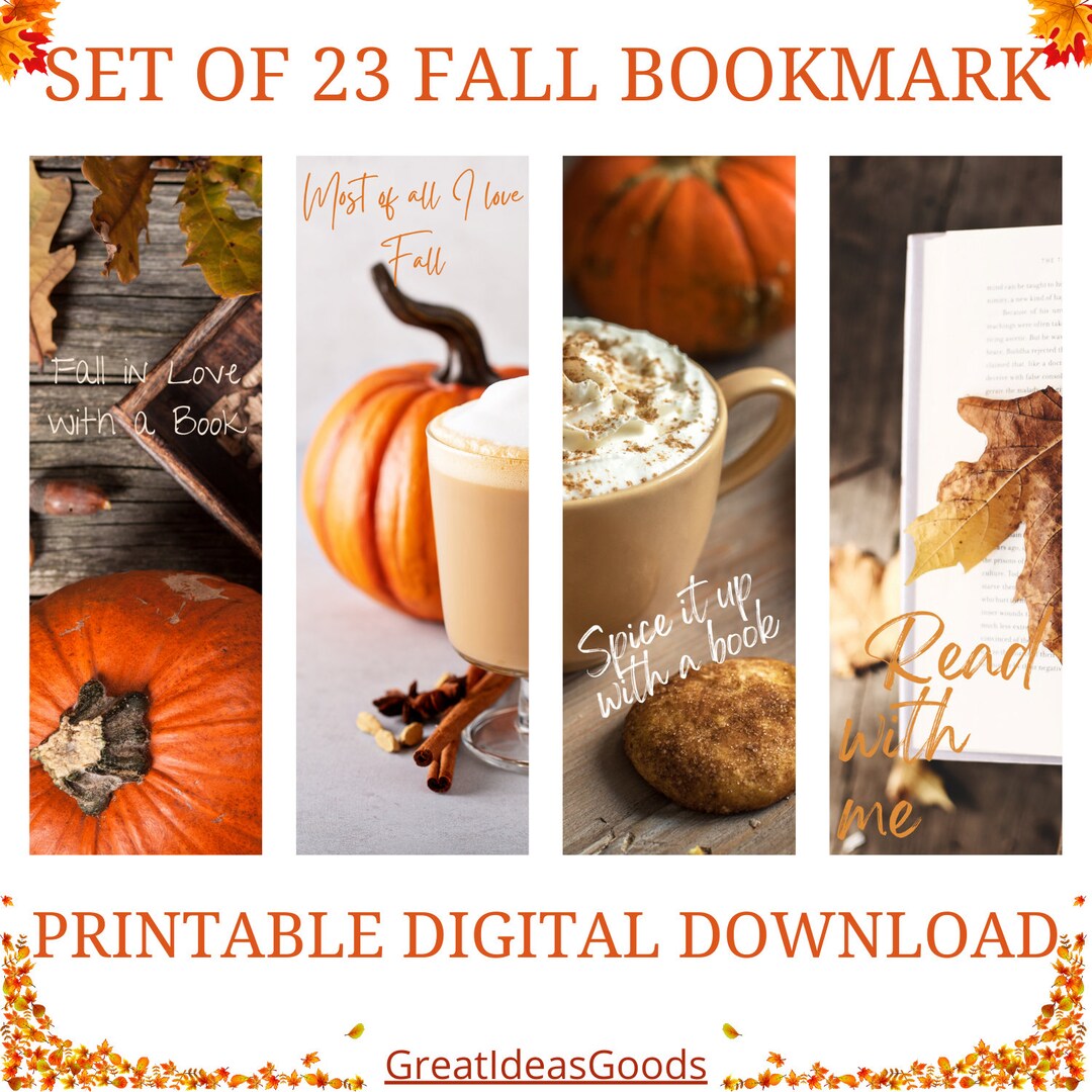 Printable Fall Bookmarks, Autumn Bookmarks, Instant Download Set of 23 ...