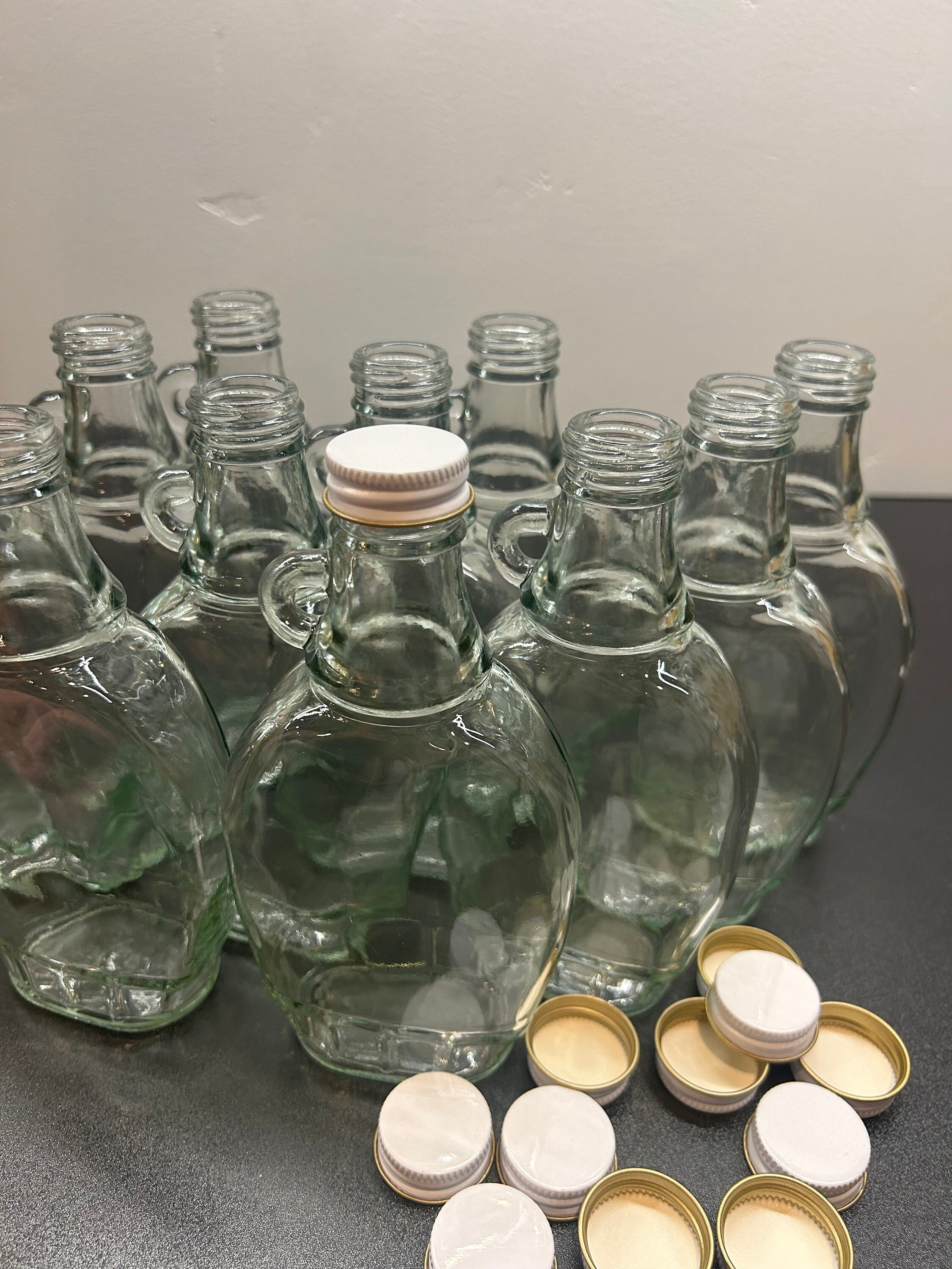 8oz Glass Syrup Jar With Handle & Plastisol Lid - Set of 12 - Etsy