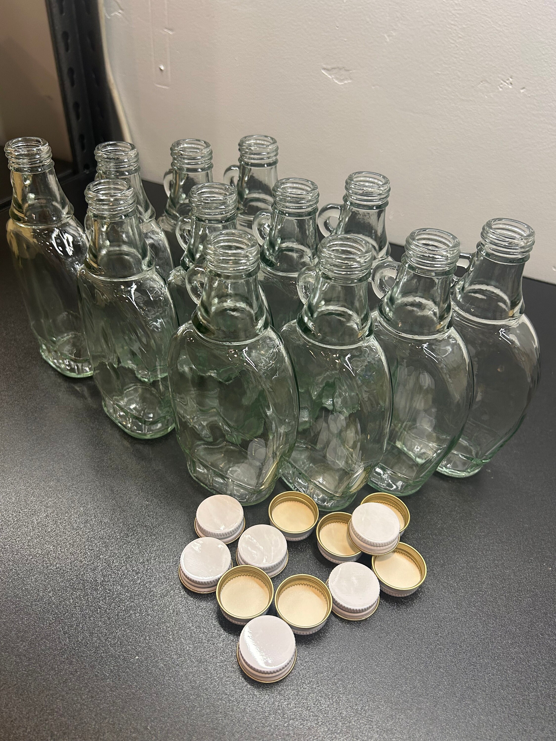 8oz Glass Syrup Jar With Handle & Plastisol Lid - Set of 12 - Etsy