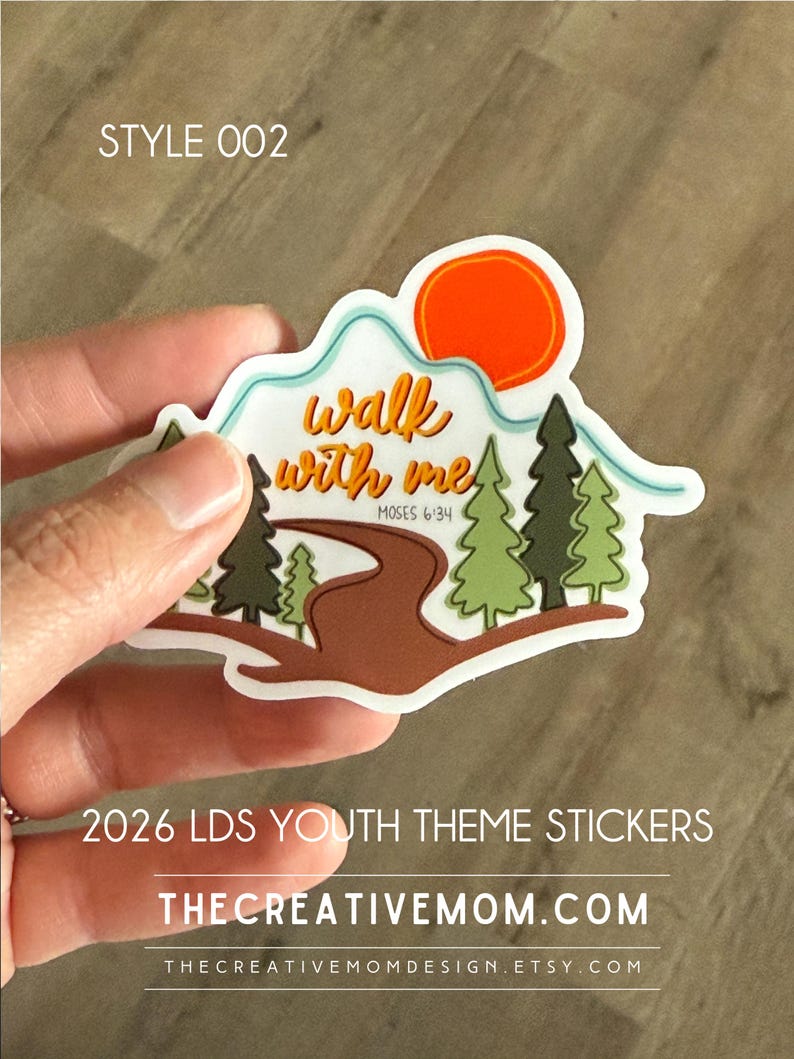 2026 LDS Youth Theme Stickers, Walk With Me, Waterproof Vinyl (moses 6: ...