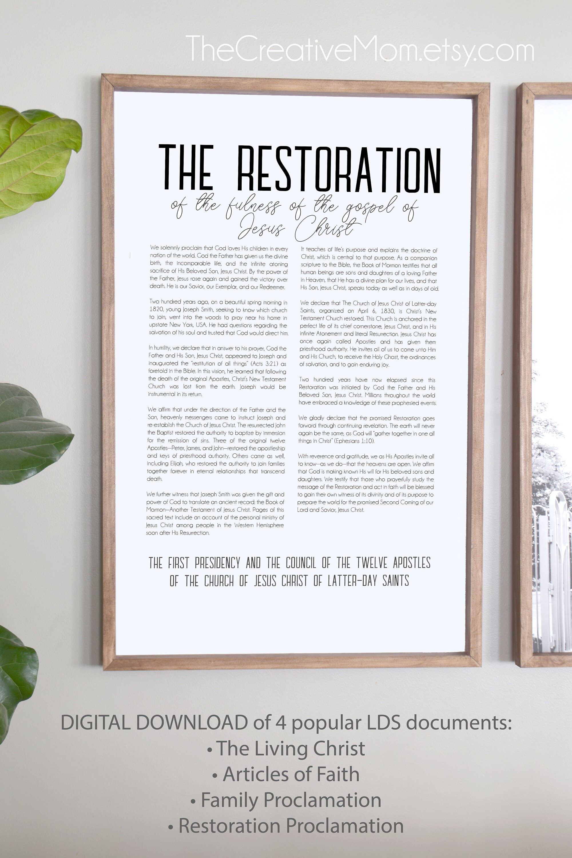 LDS Documents Print Set: Family Proclamation, Living Christ (digital ...