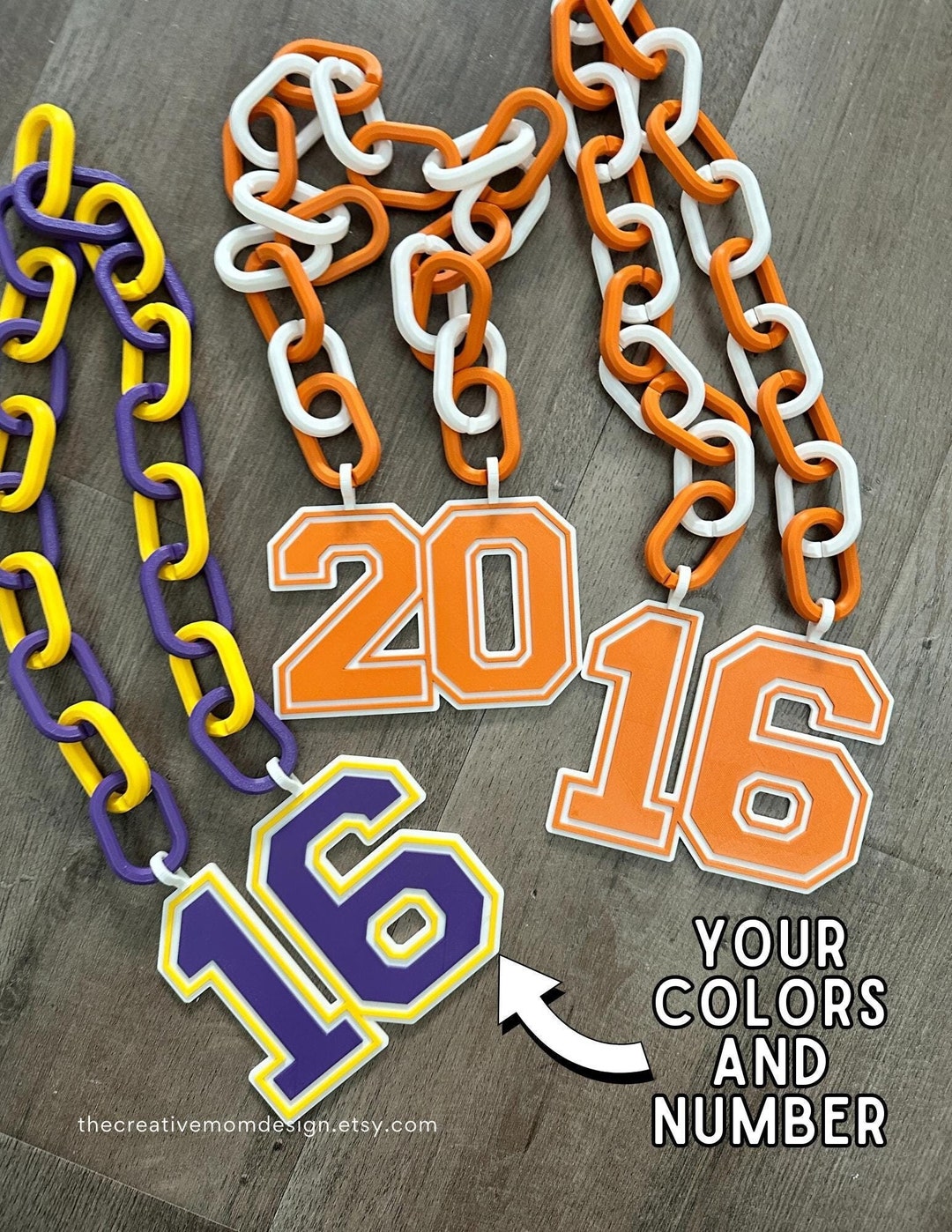 CUSTOM Sports Number Chain Necklaces- Fan Chain- Giant Number Necklace ...