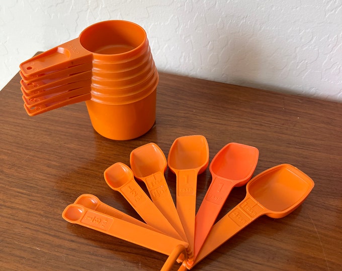 Vintage Orange Tupperware Measuring Cups & Spoons SET - Etsy