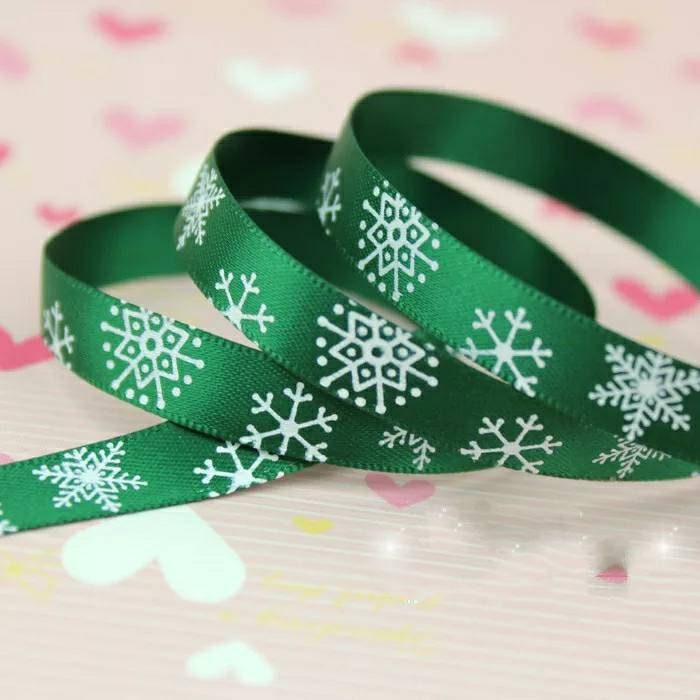 Snowflake Ribbon Christmas Ribbon Red Ribbon Green - Etsy