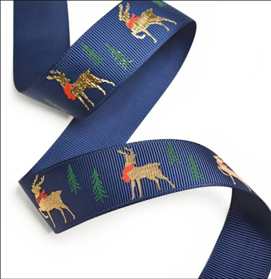 Gold Foil Reindeer Ribbon Christmas Ribbon Presents Gift Wrapping - Etsy