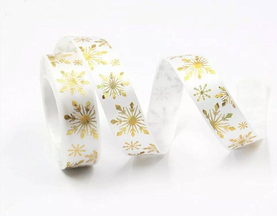 Gold Snowflake Ribbon Christmas Ribbon Gold Ribbon - Etsy UK