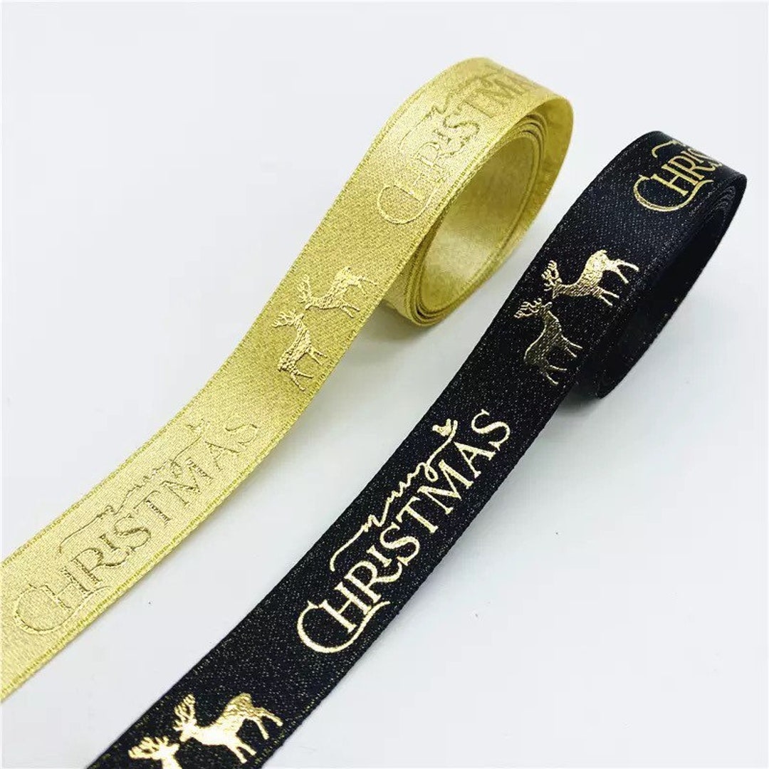 Gold Foil Reindeer Ribbon Christmas Ribbon Presents Gift Wrapping - Etsy