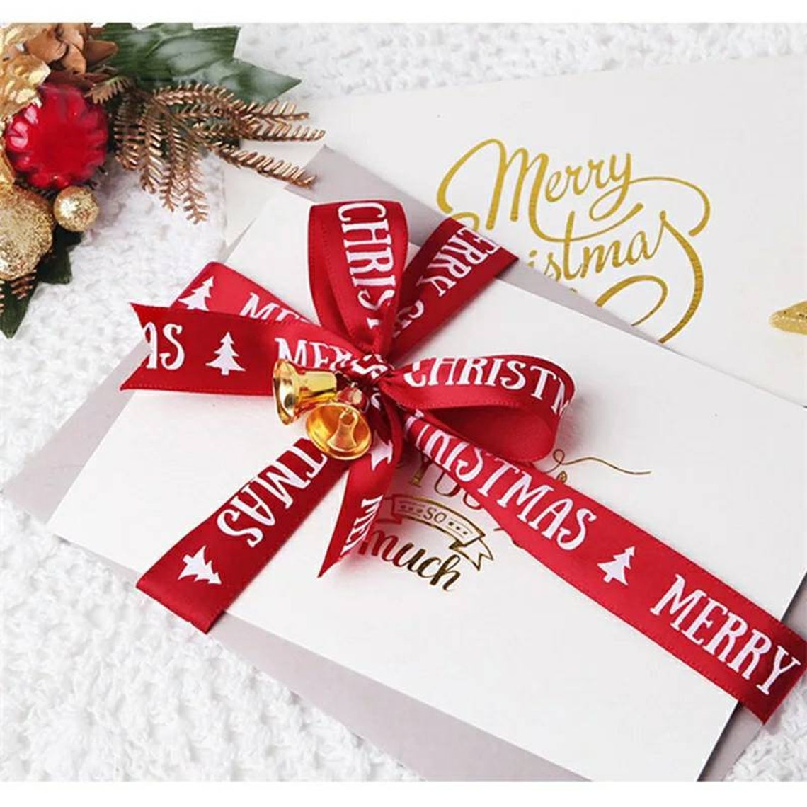 Merry Christmas Ribbon 18mm Red Ribbon Satin Ribbon - Etsy UK