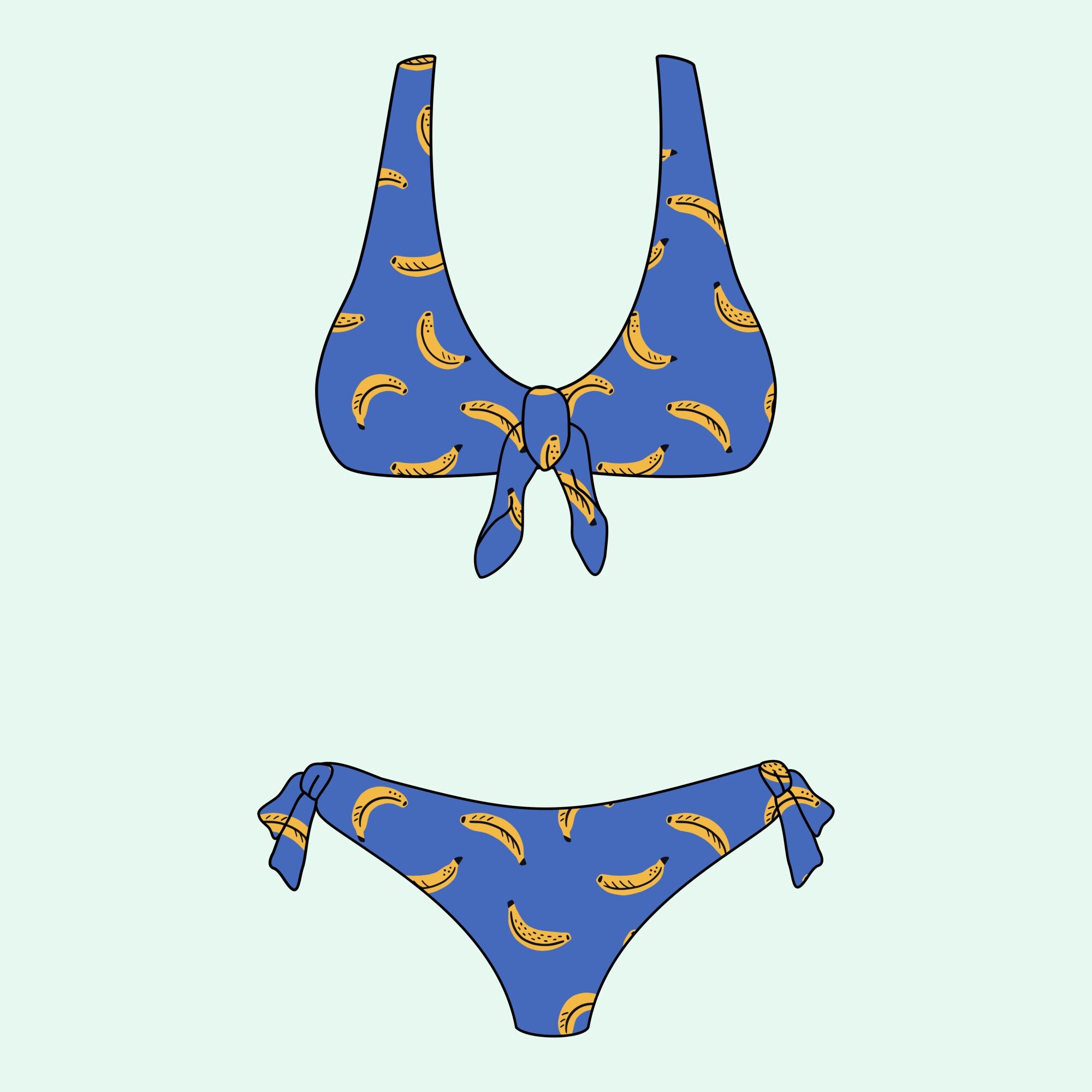 Bananas Spandex Fabric for Kids, Pop Tropical Fruit Print Swimsuit ...