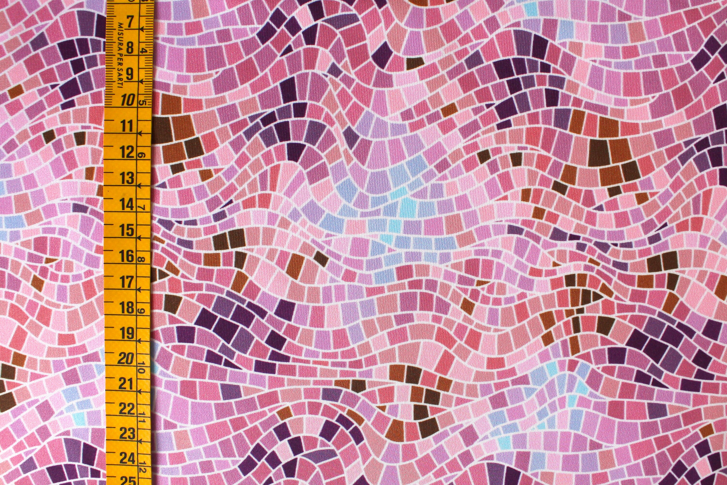 Swimming Pool Mosaic Swimwear Fabric, Geometric Stretch Fabric, Pastel ...