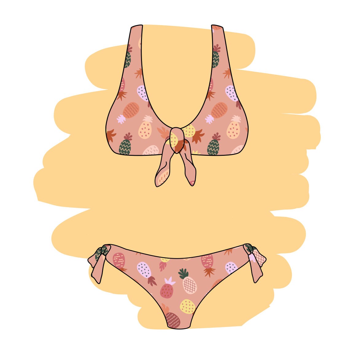 Pineapple Spandex Fabric for Kids, Tropical Fruit Print Swimsuit Fabric ...