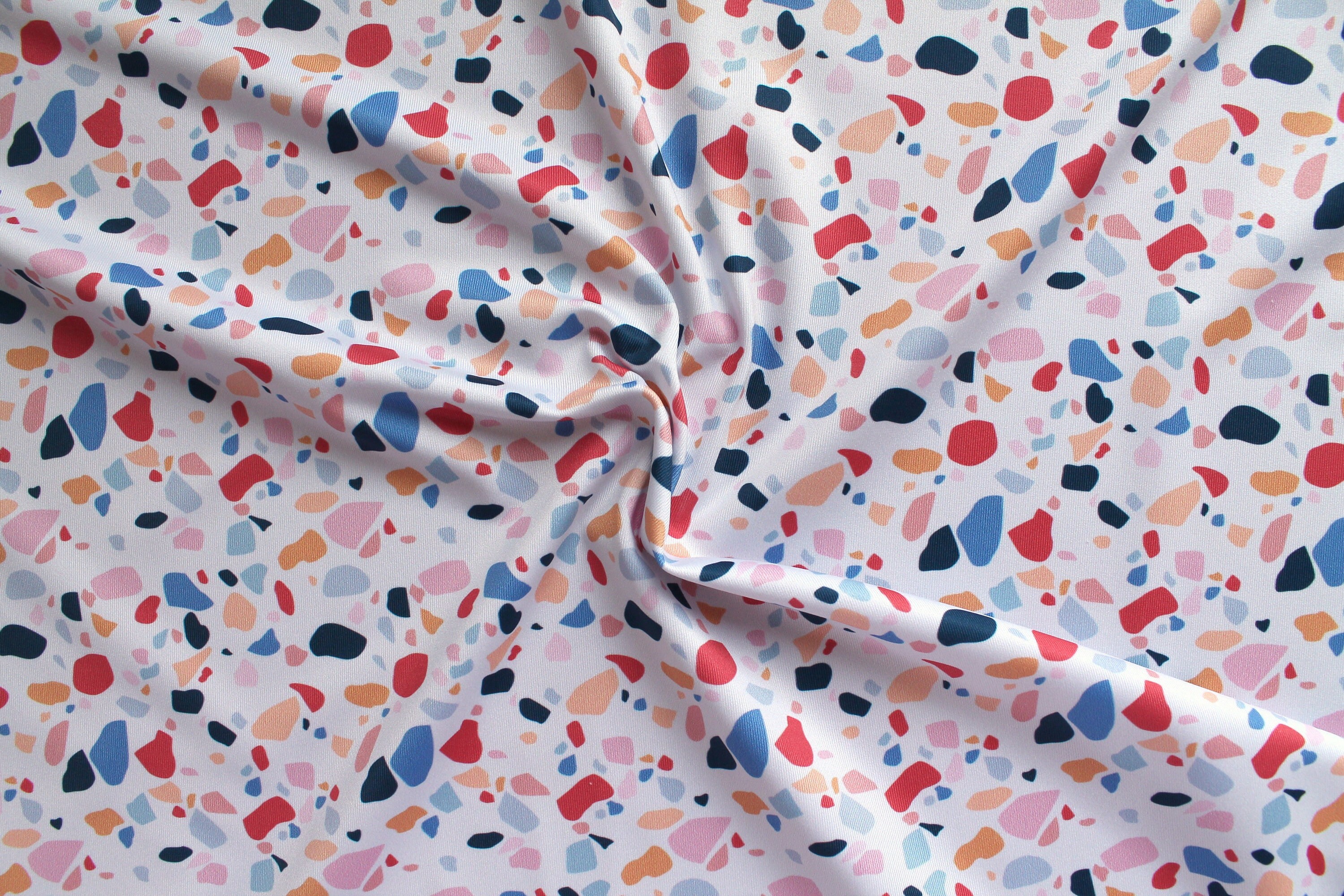 Terrazzo Swimwear Fabric, Modern 4 Way Stretch Fabric, Geometric Print ...