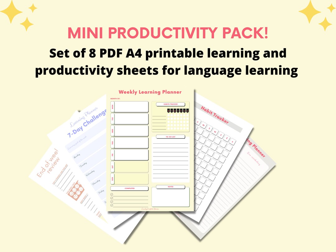 Instant Download PDF Mini Language Learning Planner | Monthly, Weekly ...
