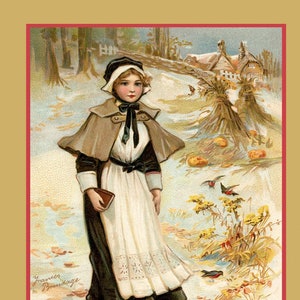 Vintage Thanksgiving Pilgrim Reproduction Vintage Print Home Decor - Etsy