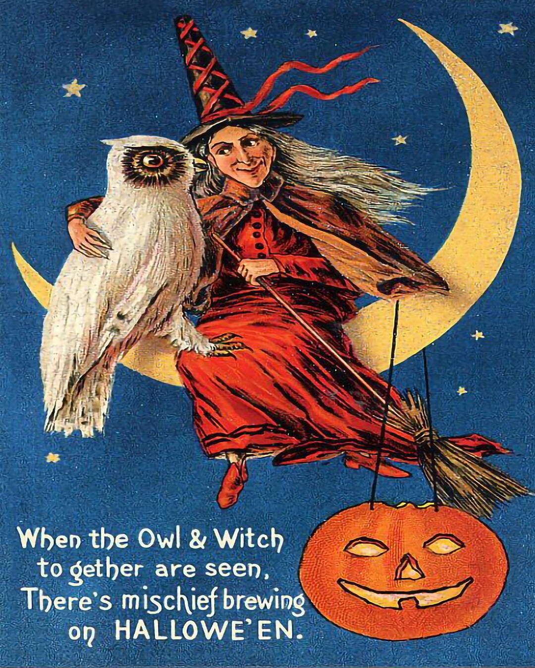 Vintage Witch Halloween Reproduction Print for Home Decor - Etsy