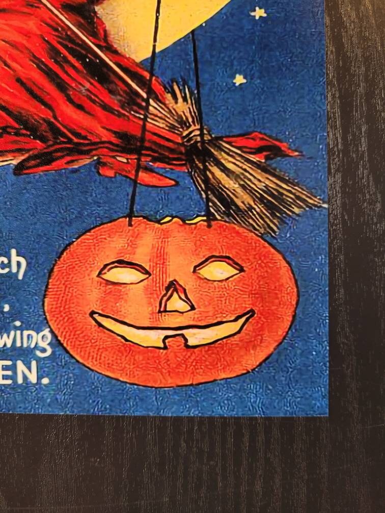 Vintage Witch Halloween Reproduction Print for Home Decor - Etsy