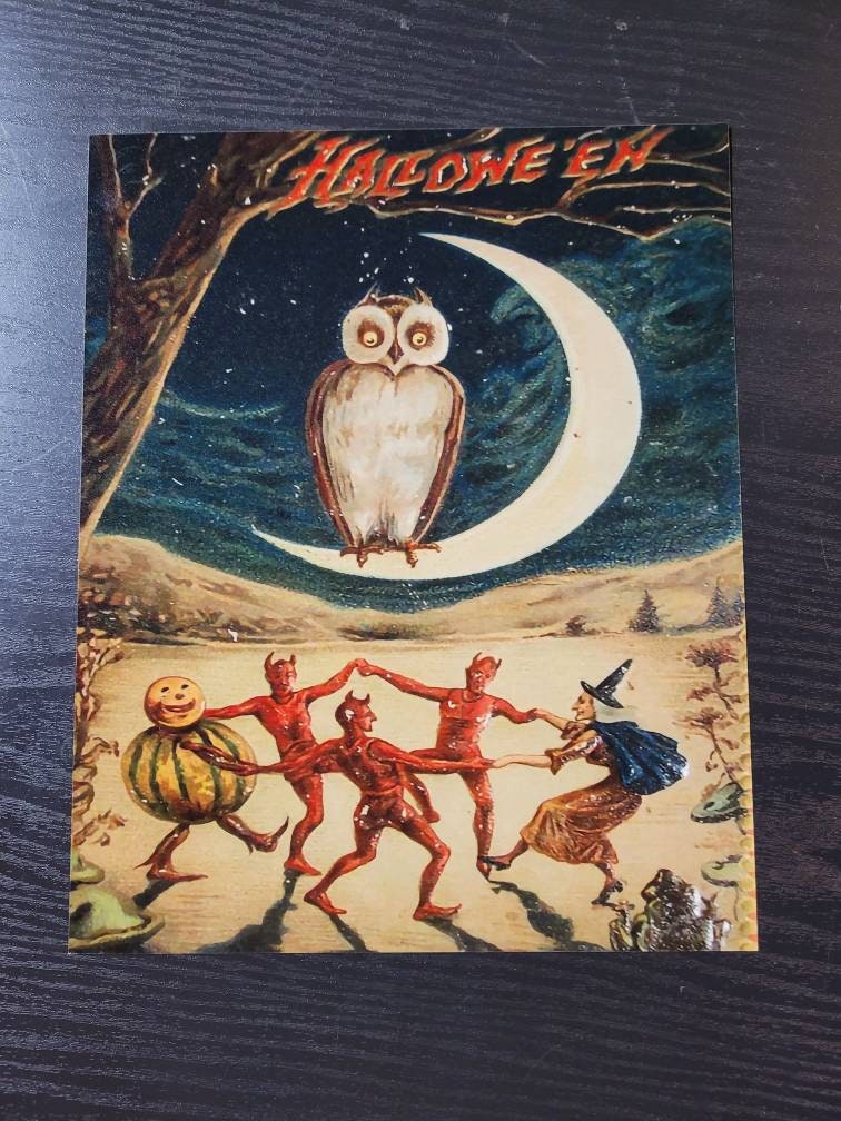 Vintage Owl Halloween Reproduction Print for Home Decor - Etsy