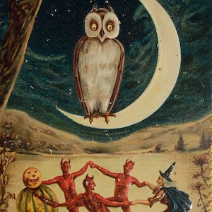 Vintage Owl Halloween Reproduction Print for Home Decor - Etsy