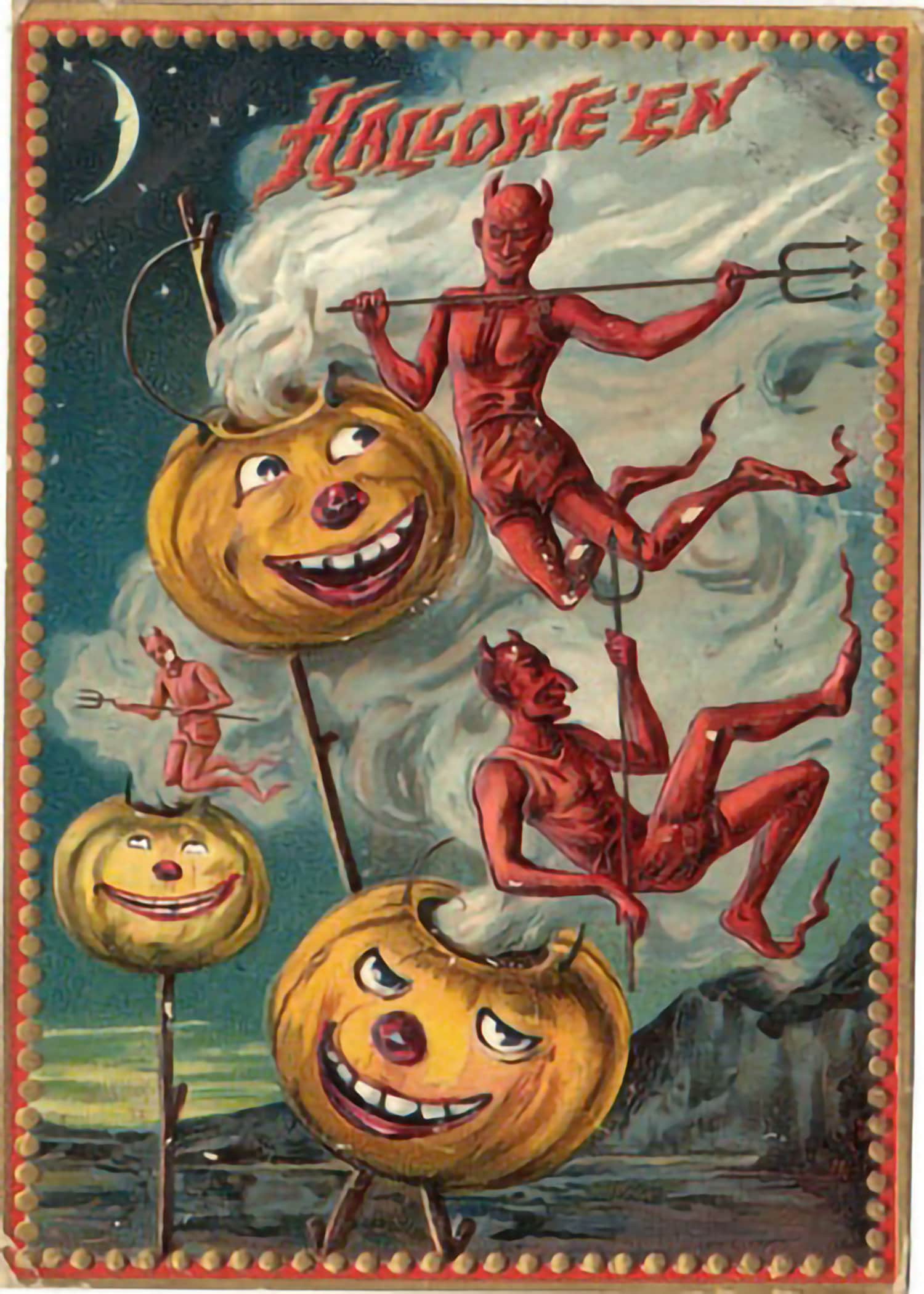 Devils and Jack-o-lantern Halloween Reproduction Print Home Decor - Etsy