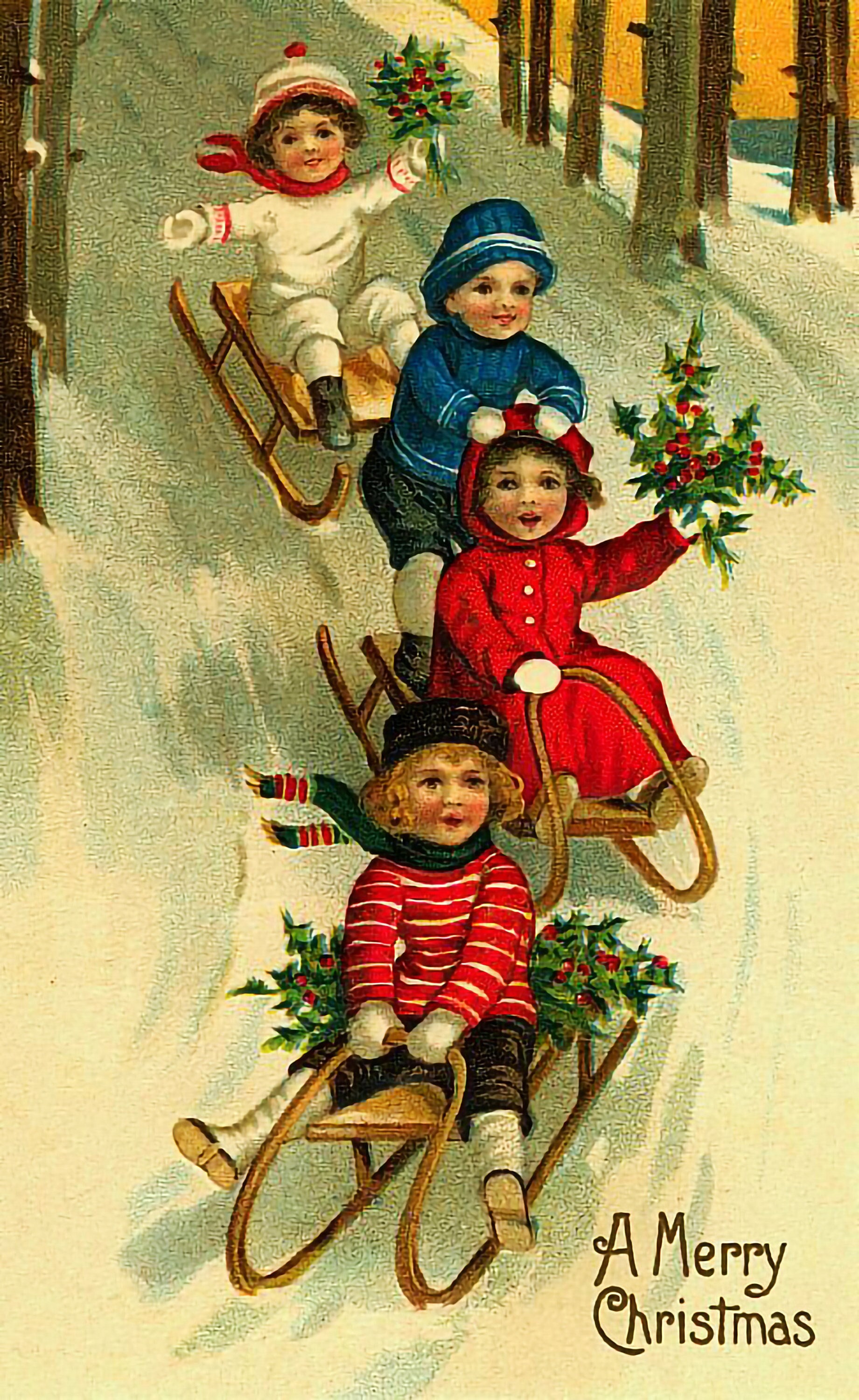 Sleigh Ride Vintage Christmas Reproduction Print for Home Decor - Etsy
