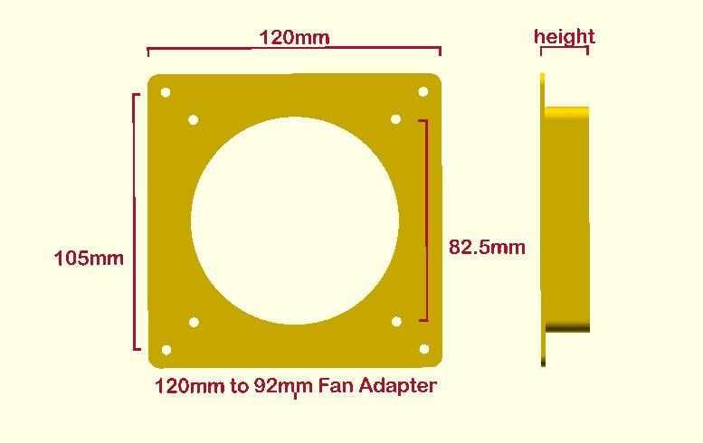 120mm to 92mm CENTERED OFFSET Fan Adapter Converter Change PC - Etsy
