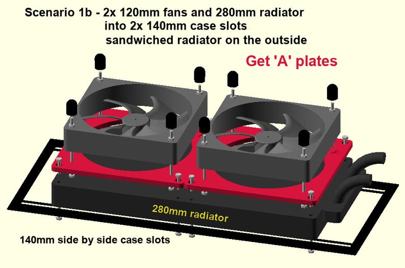 280mm AIO Radiator Mounting Bracket Adapter Converter for 2x - Etsy UK