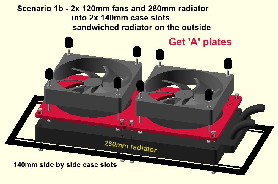 280mm AIO Radiator Mounting Bracket Adapter Converter for 2x | Etsy UK