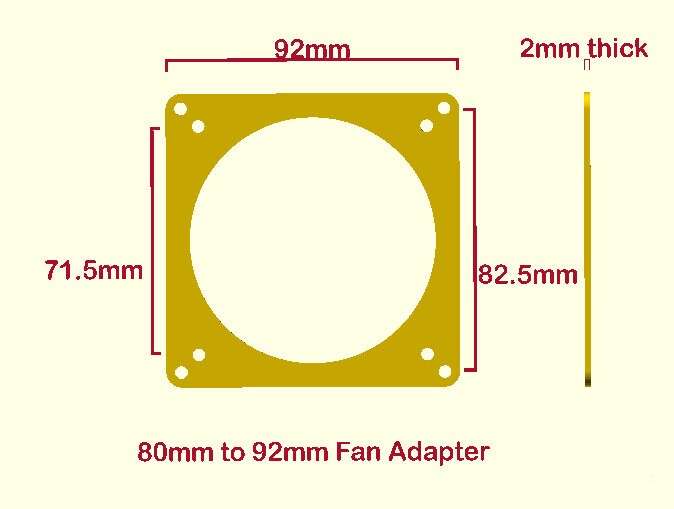 80mm to 92mm Computer Case Fan Adapter Converter Flat Change Mounting ...